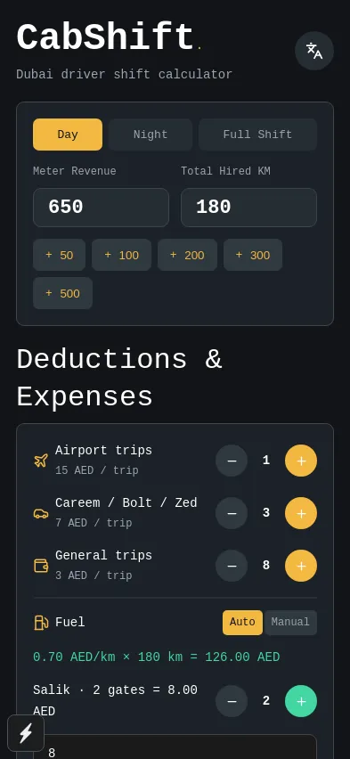 CabShift Tracker