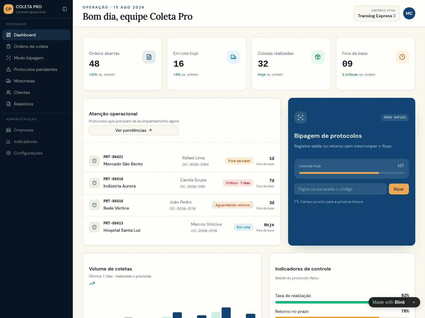 Coleta Pro – Ordens Logísticas