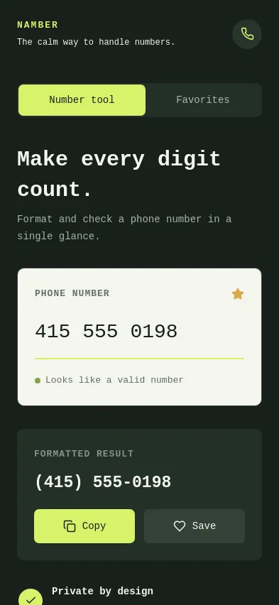 Namber Number Utility