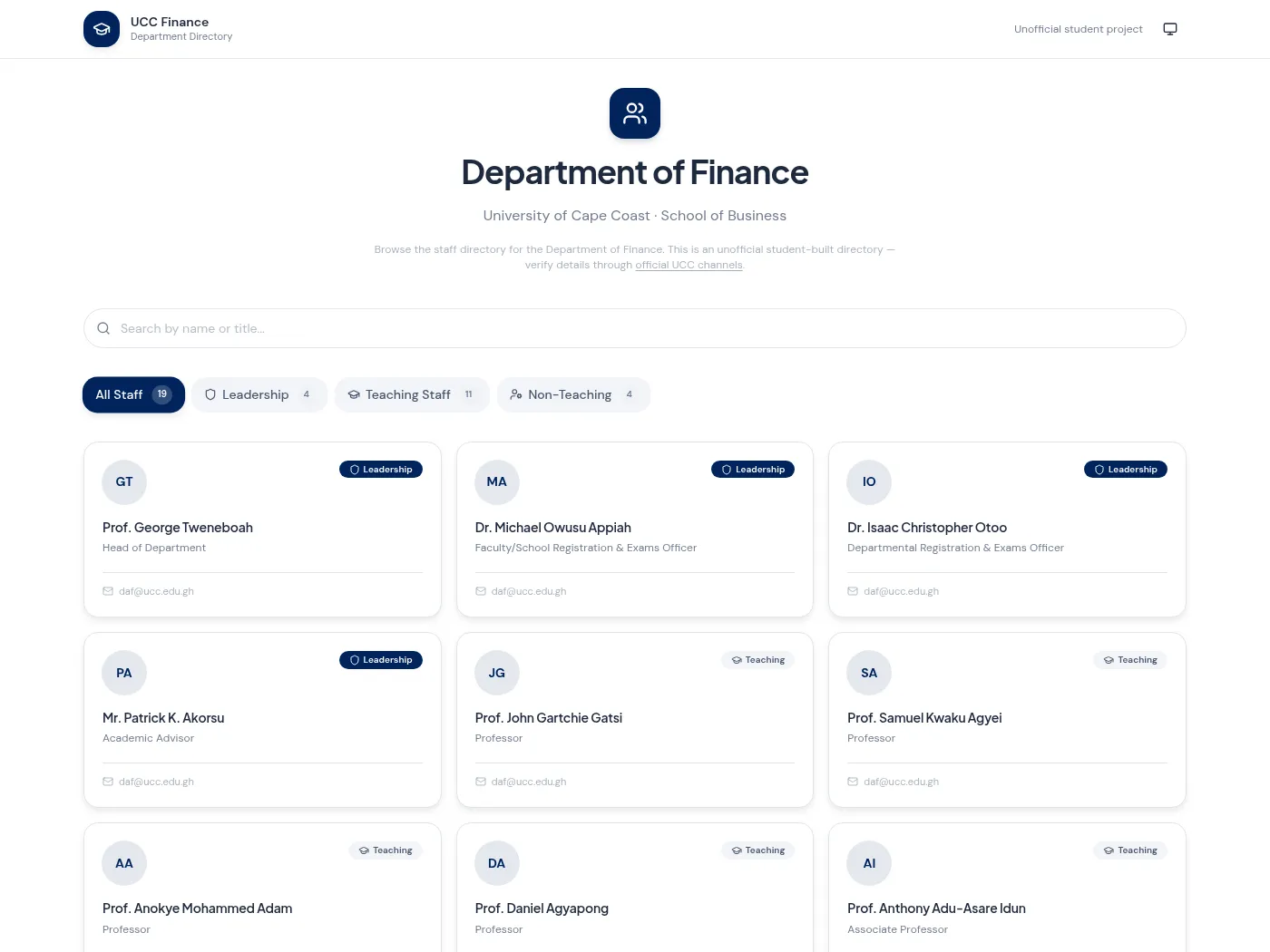 UCC Finance Directory