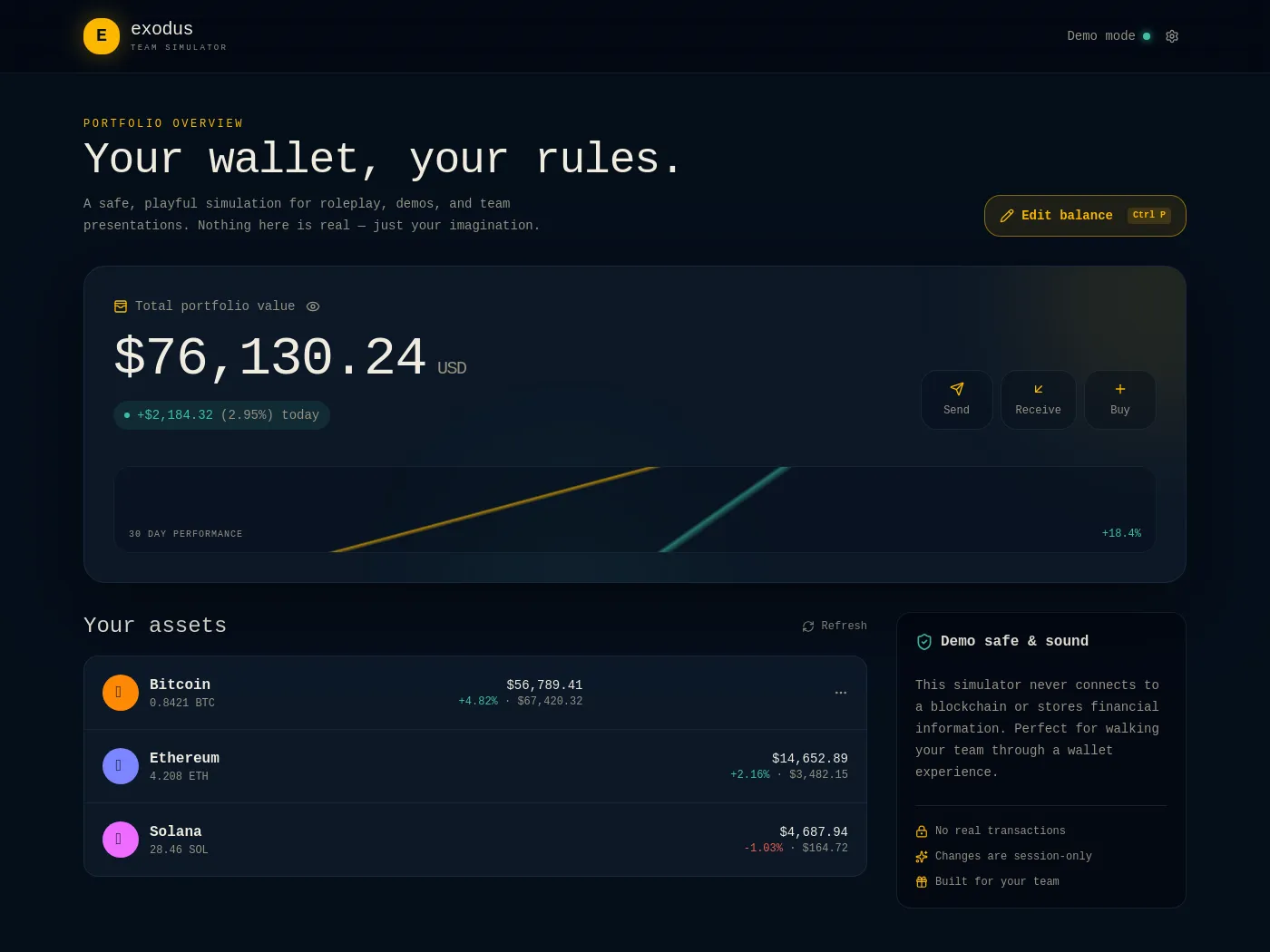 Exodus Wallet Simulator