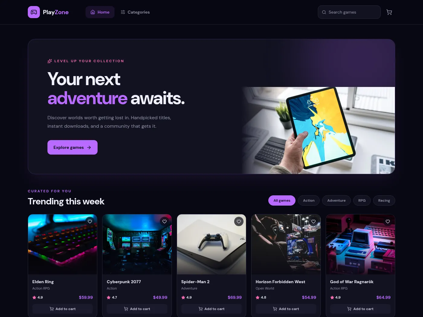 GameZone Store UI