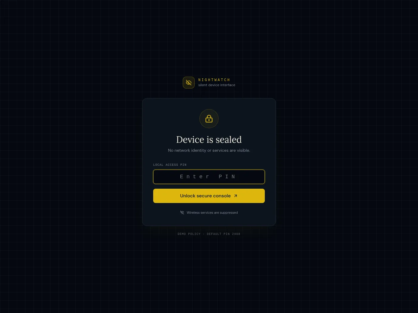 Stealth Secure Device Panel