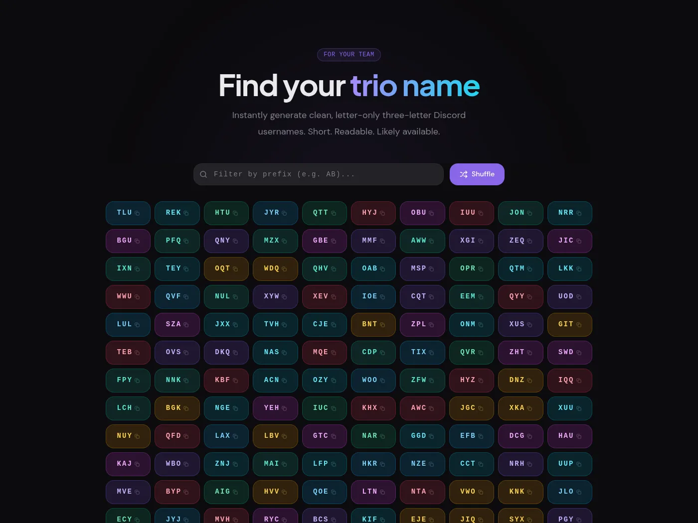 TrioName Finder