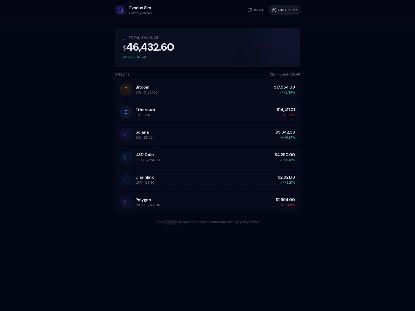 Exodus Sim Wallet