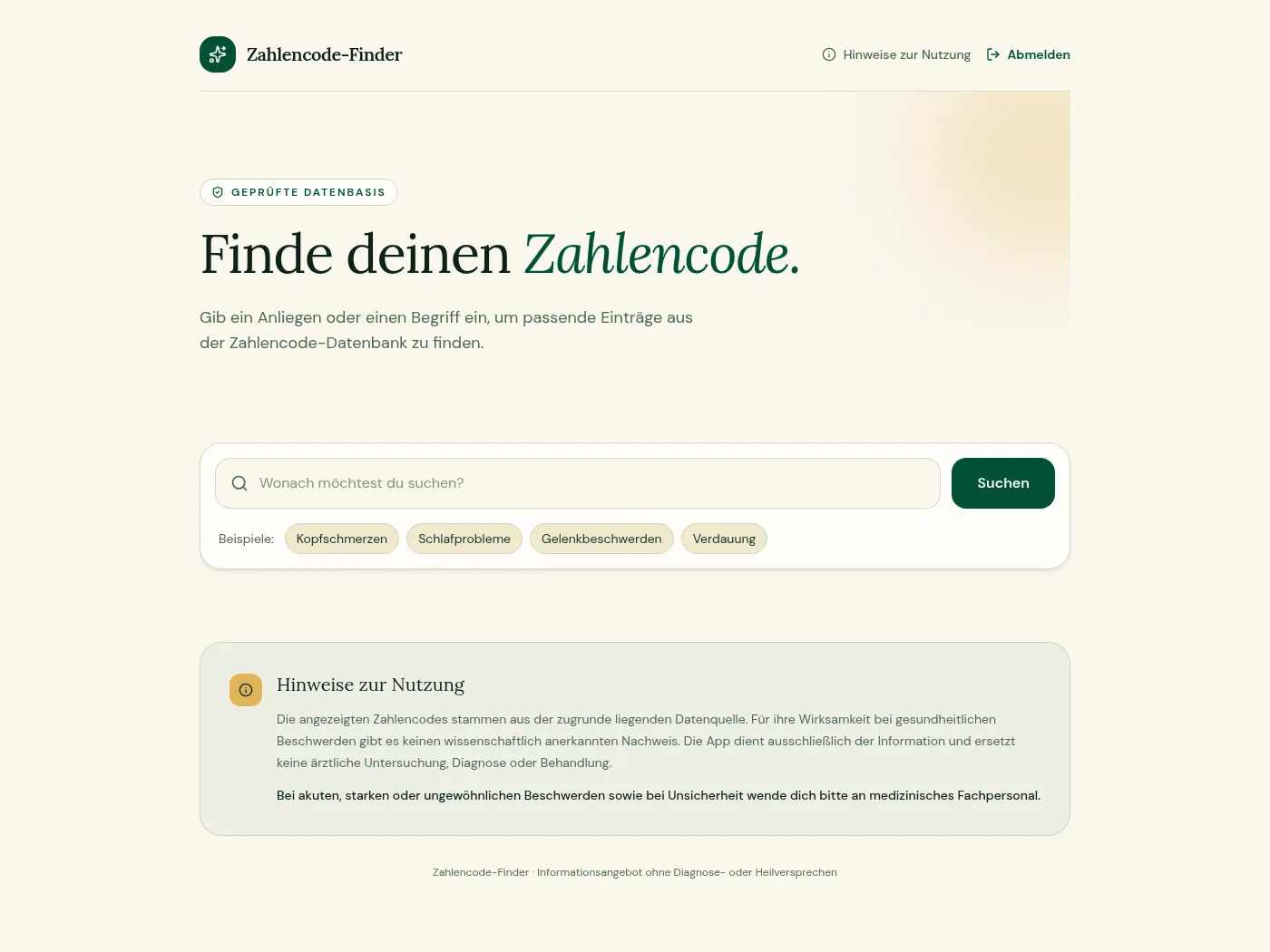 Zahlencode Finder Mobile