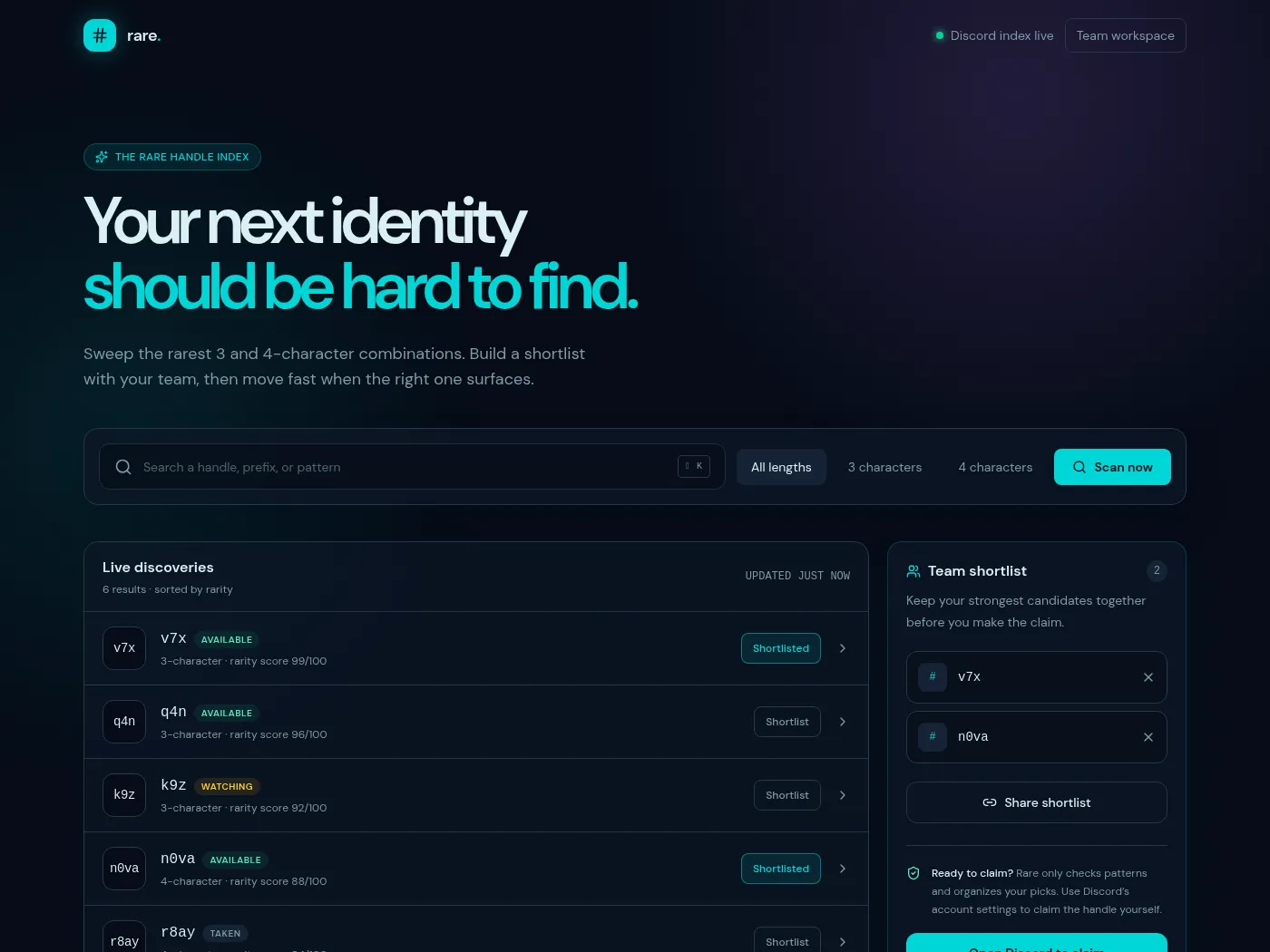 Rare Discord Handle Hunter