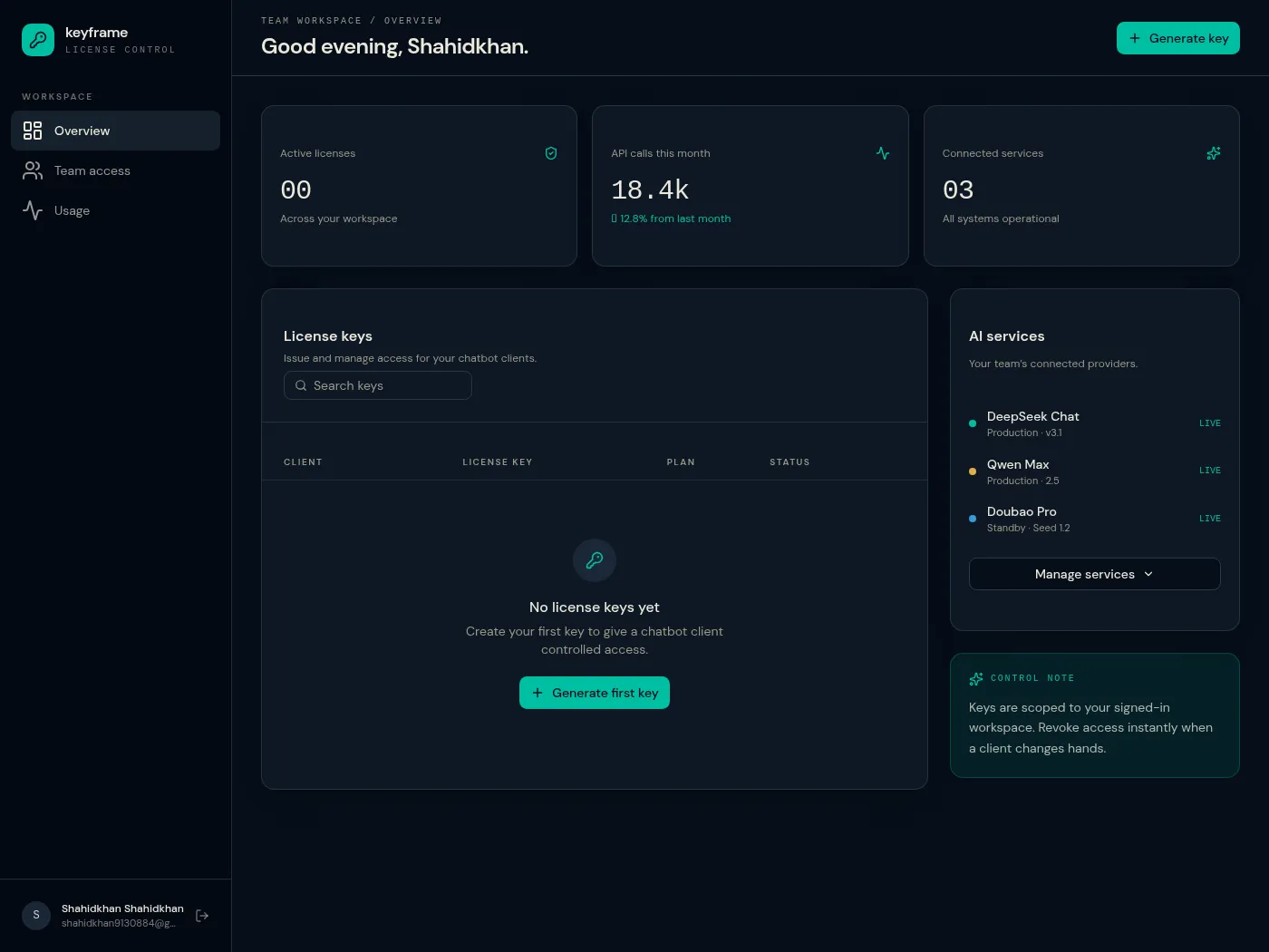Chatbot License Key Hub