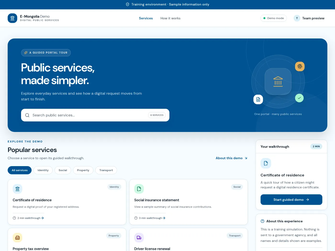 E-Mongolia Demo Suite