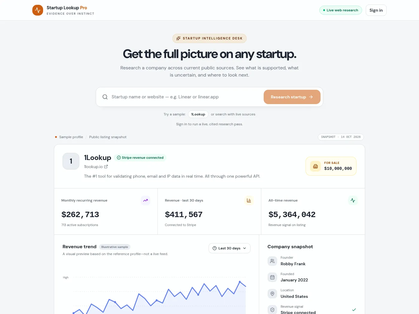 Startup Lookup Pro