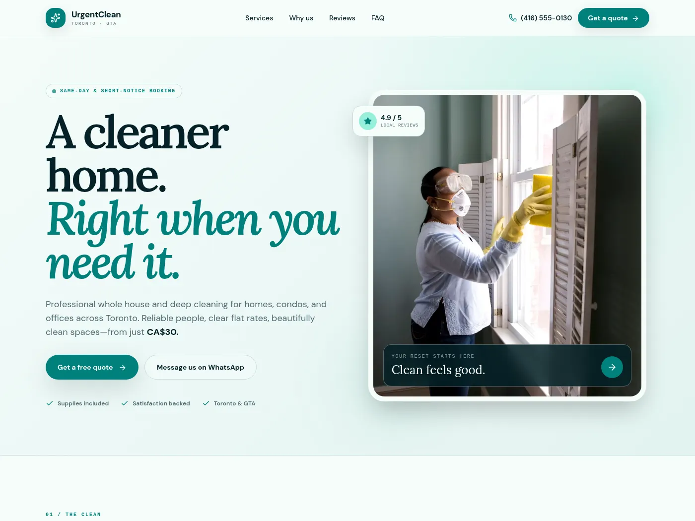 UrgentClean Landing Page