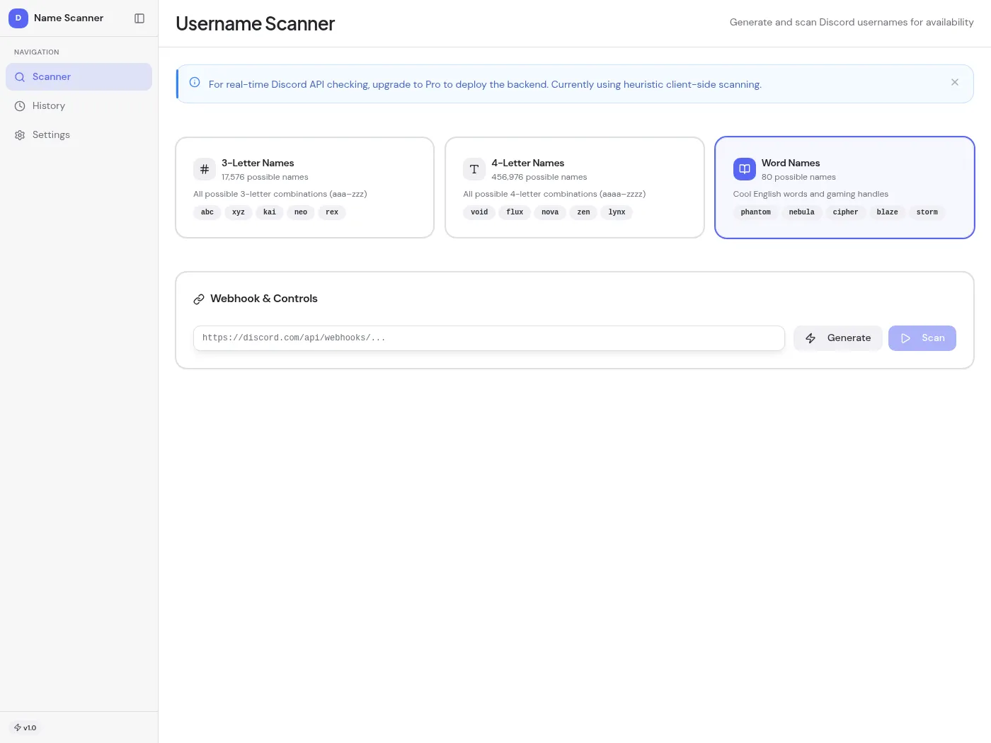 Discord Name Scanner