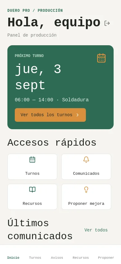 Duero Pro Shift App