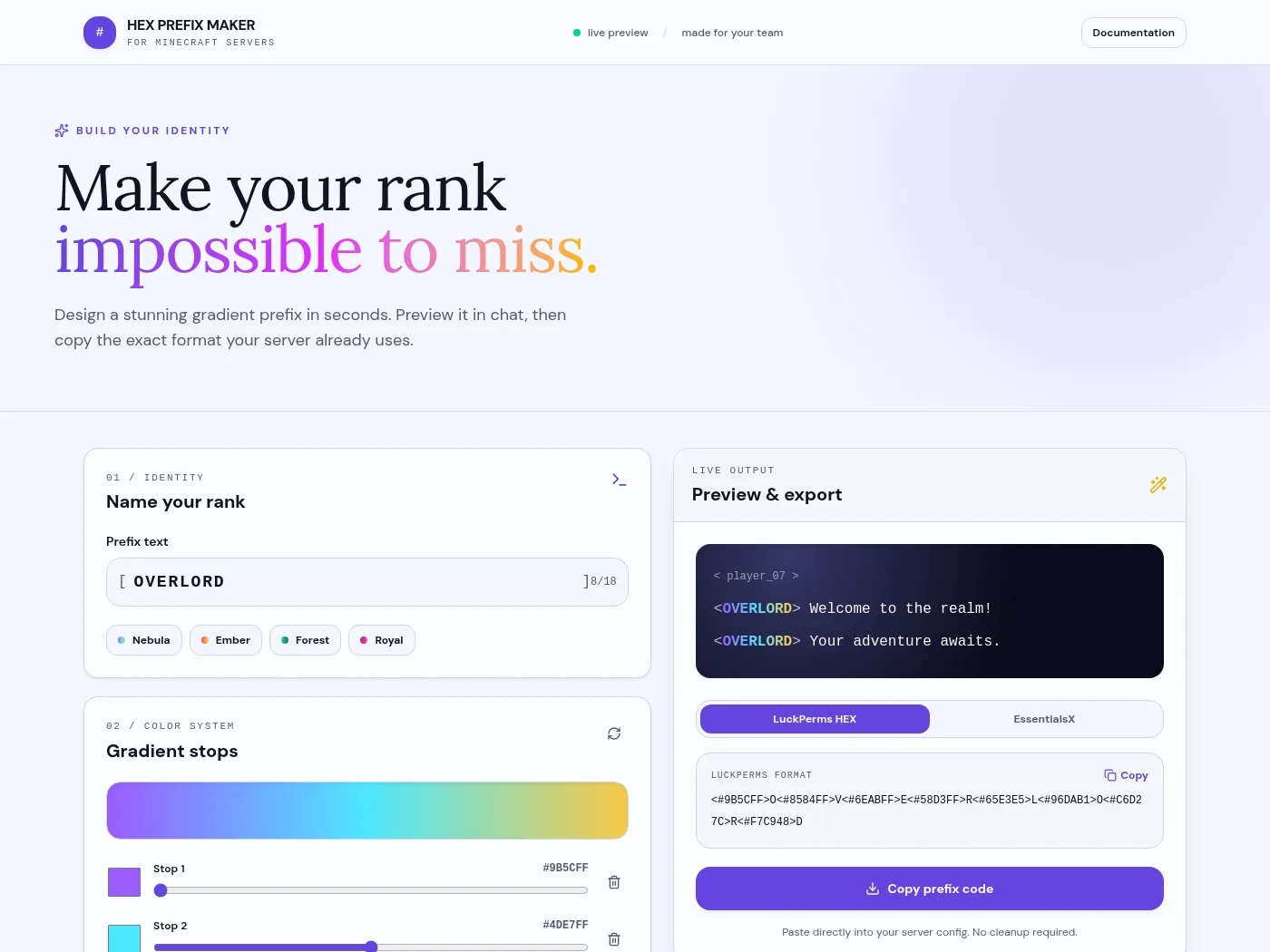 Hex Rank Prefix Maker