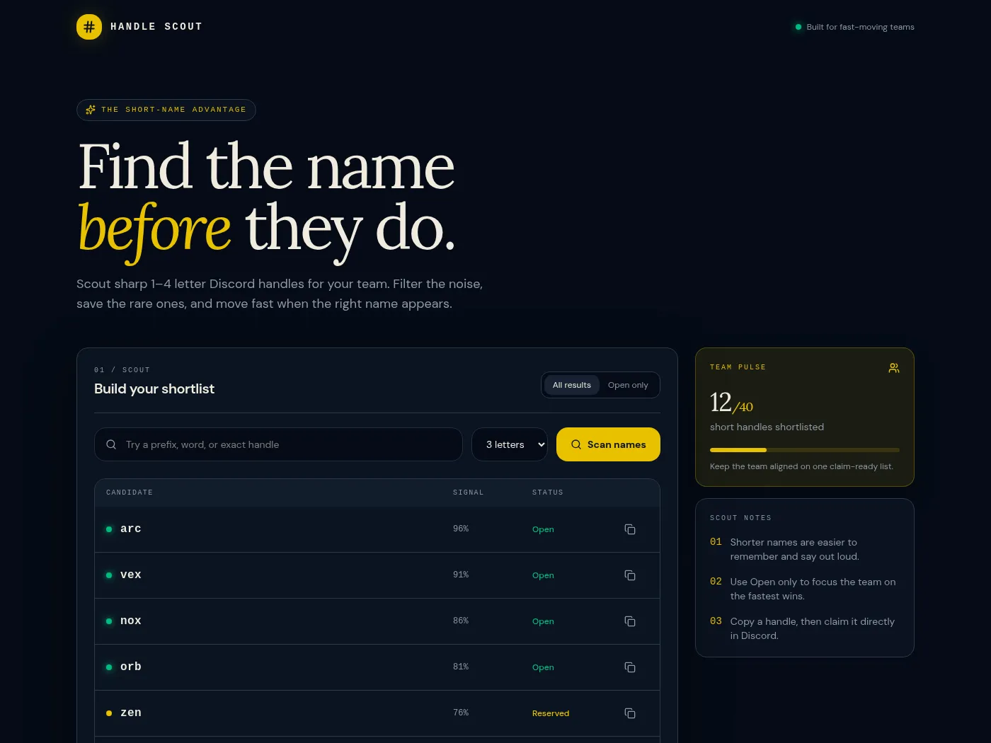 Discord Handle Scout