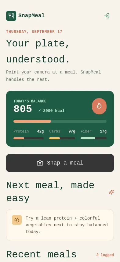 SnapMeal AI Tracker