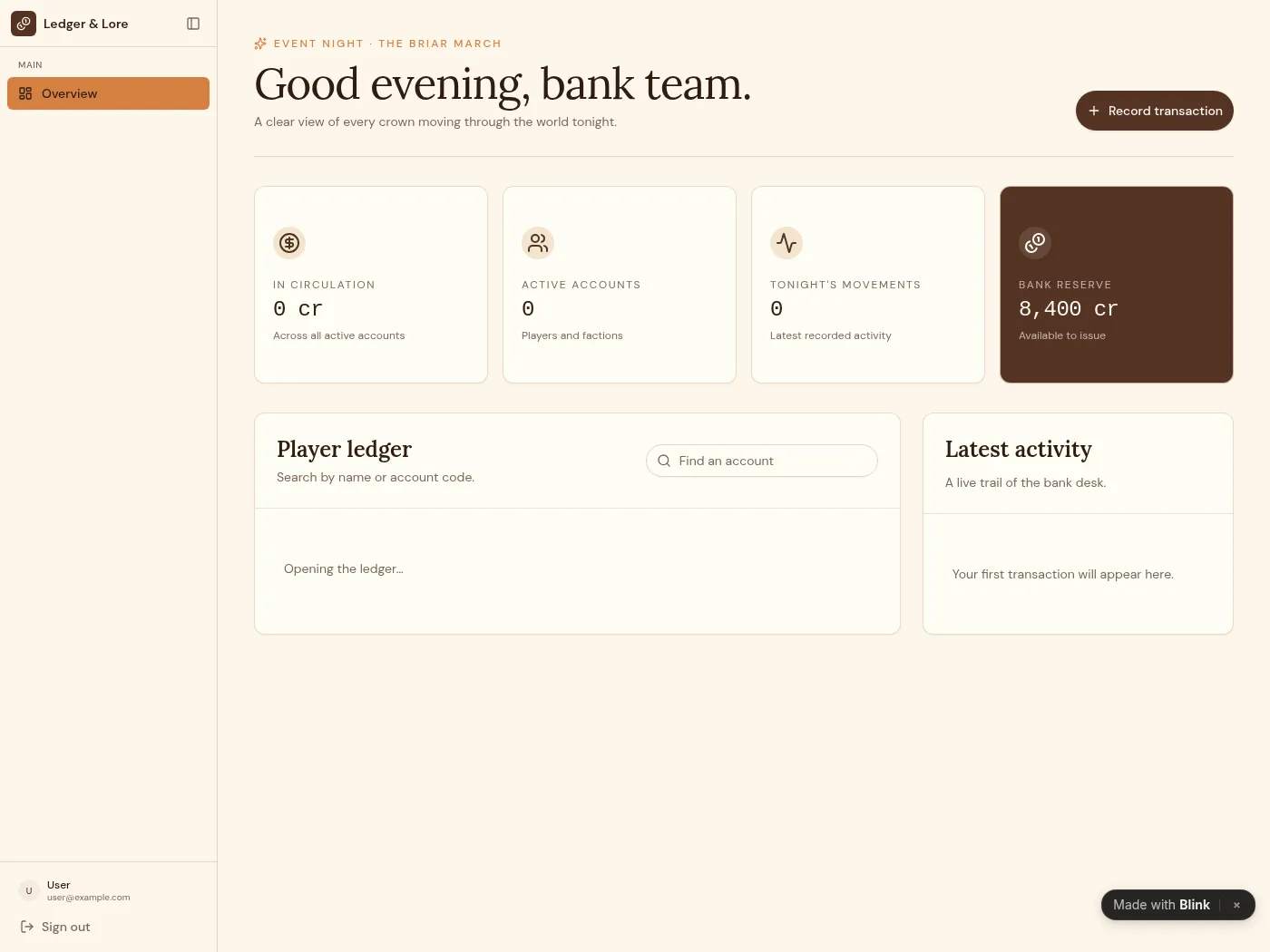 LARP Bank Manager