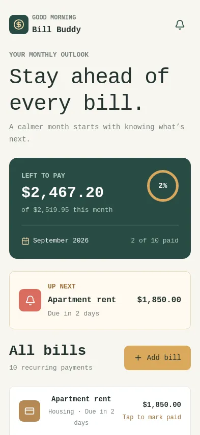 Bill Buddy App