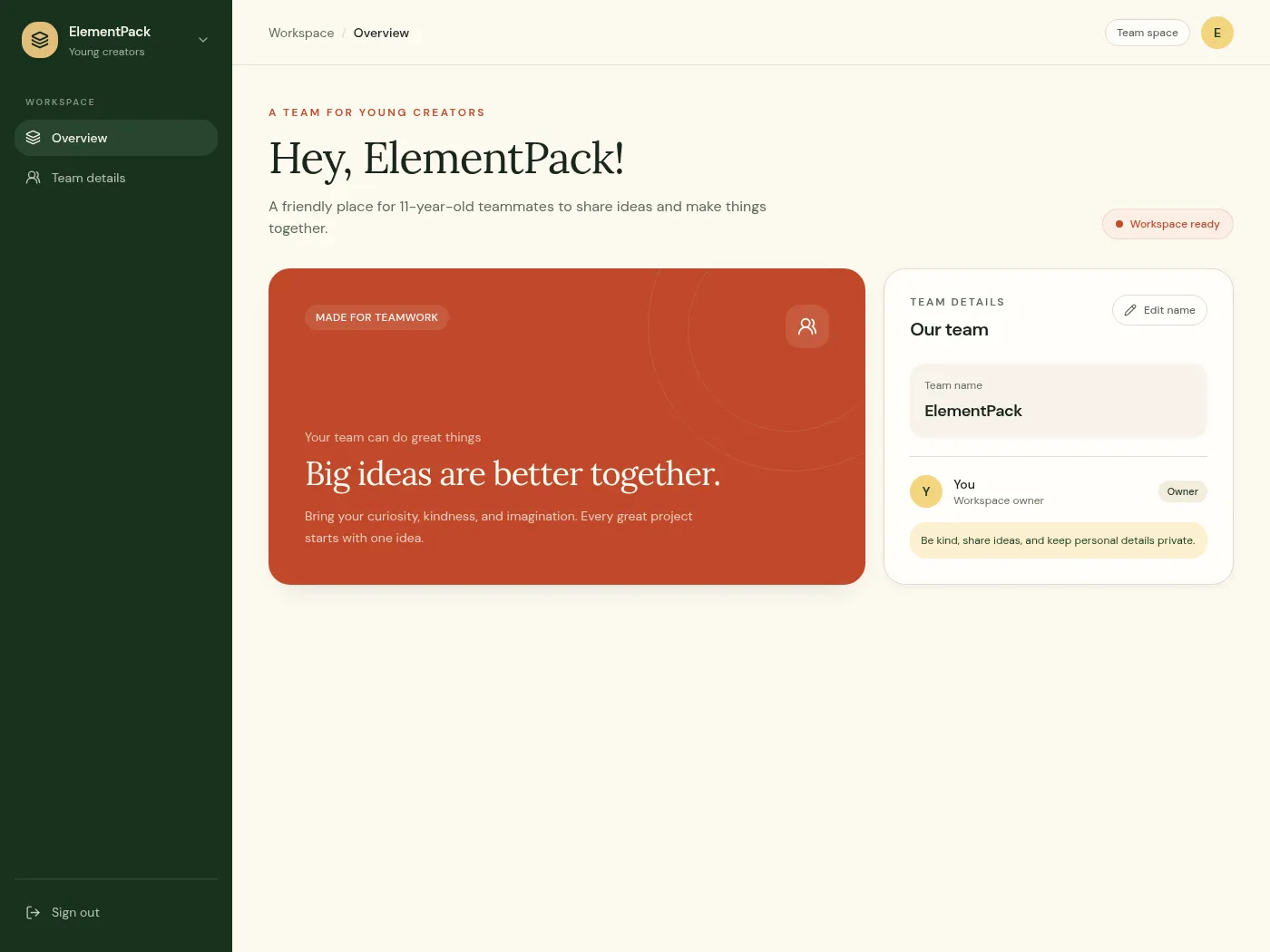 ElementPack Team Hub