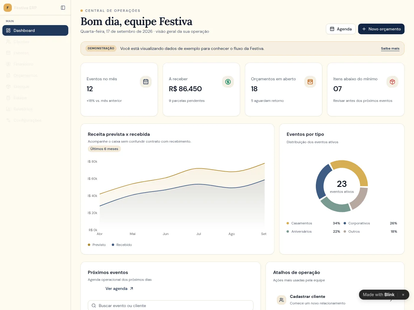 Festiva ERP Eventos