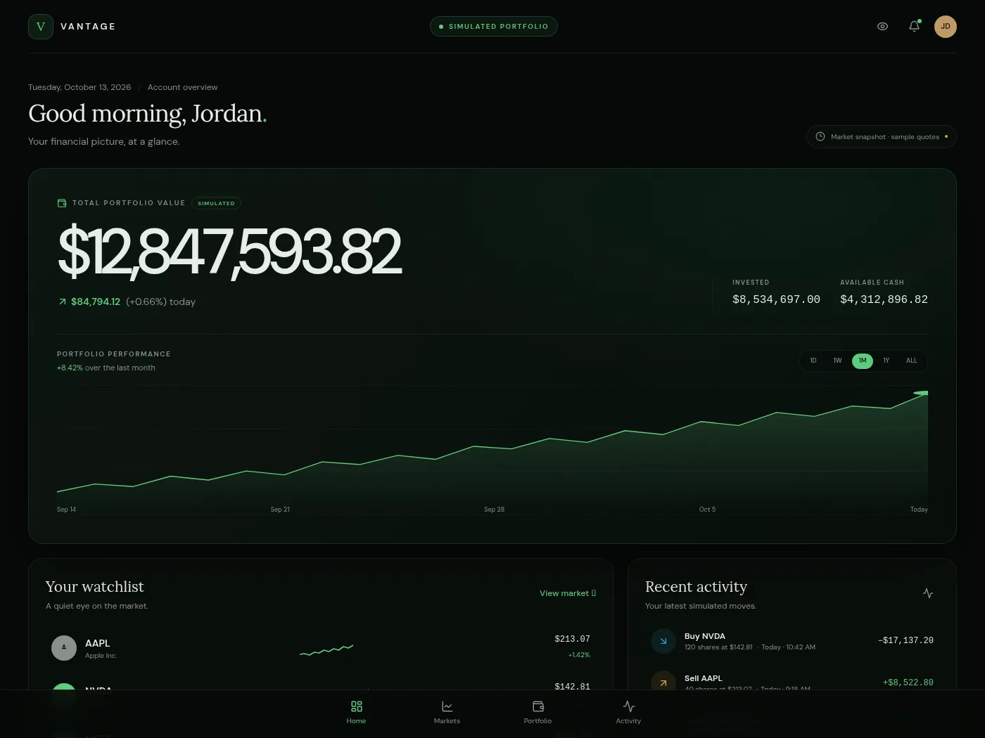 VANTAGE Wealth Dashboard