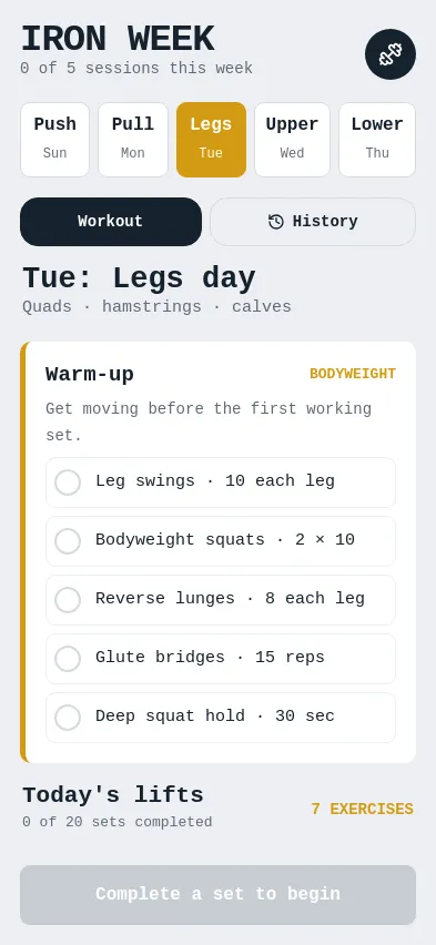 Iron Week Gym Tracker