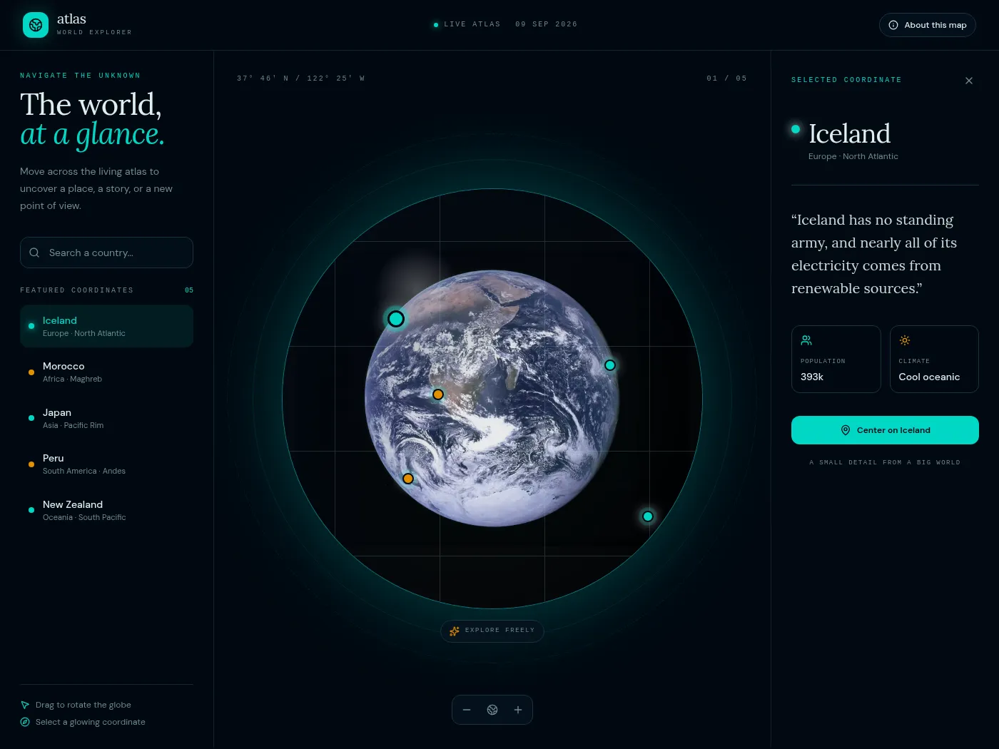 Globe Explorer App