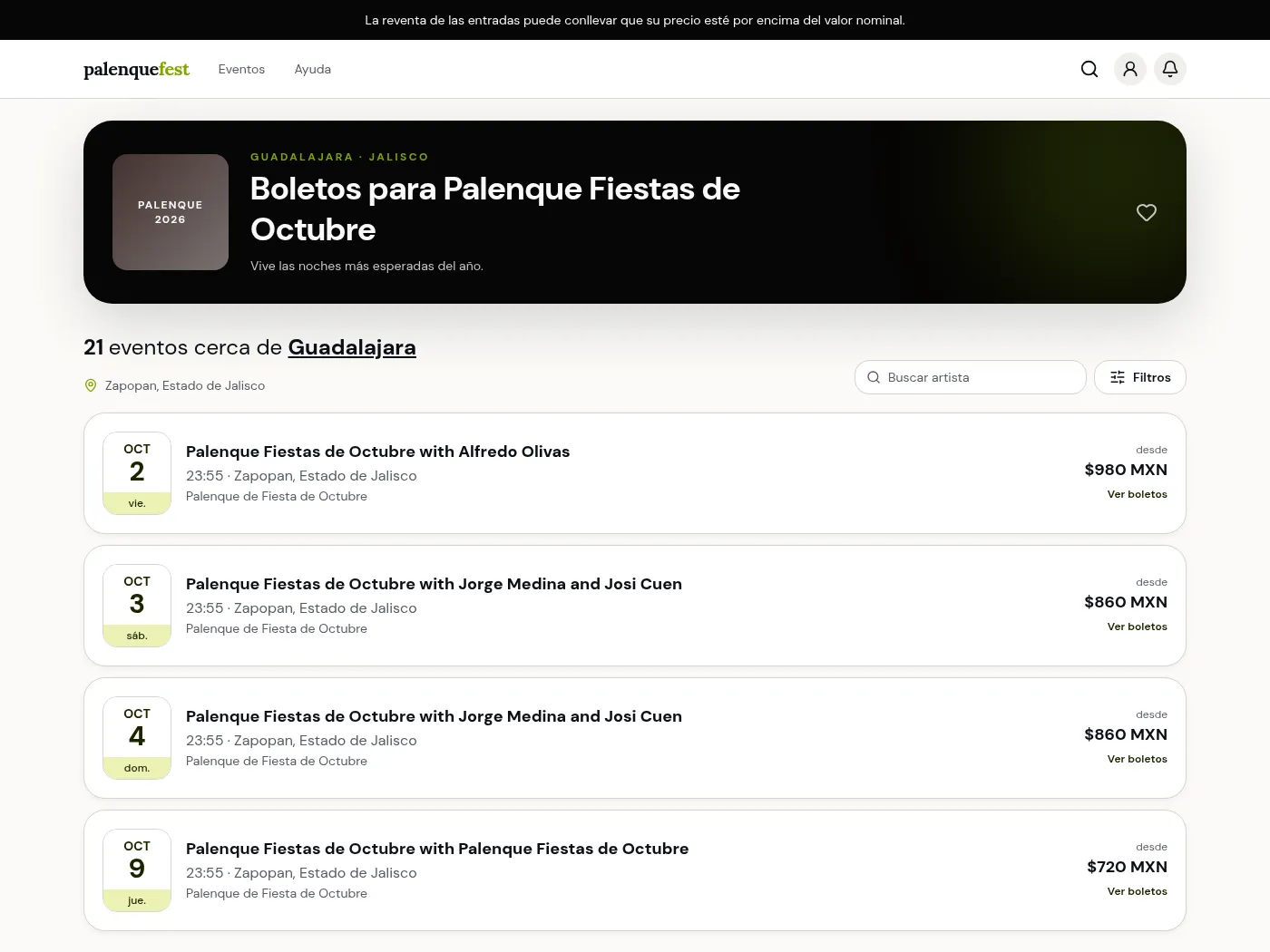 Palenque Fest Ticket Site