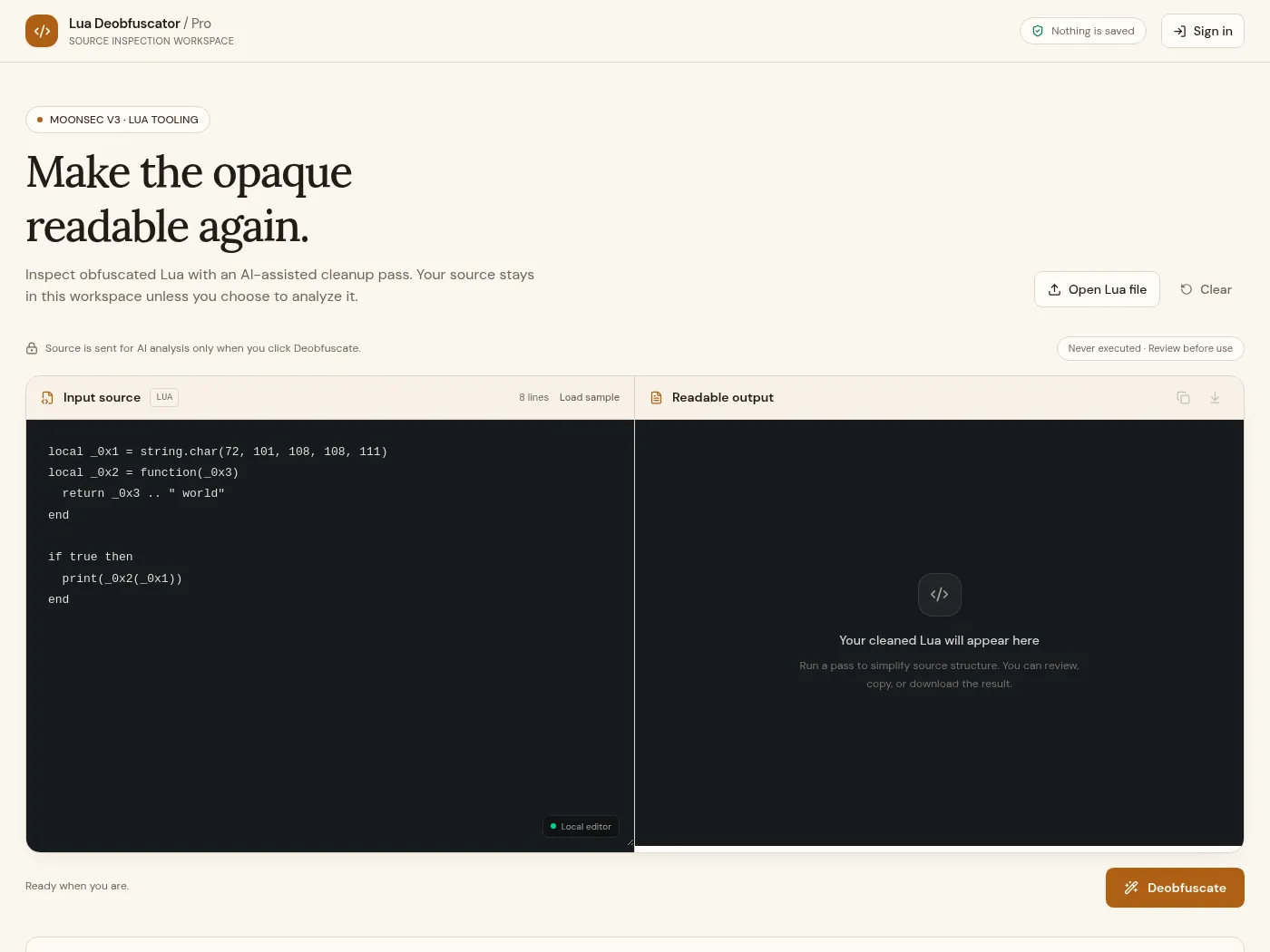 Lua Deobfuscator Pro