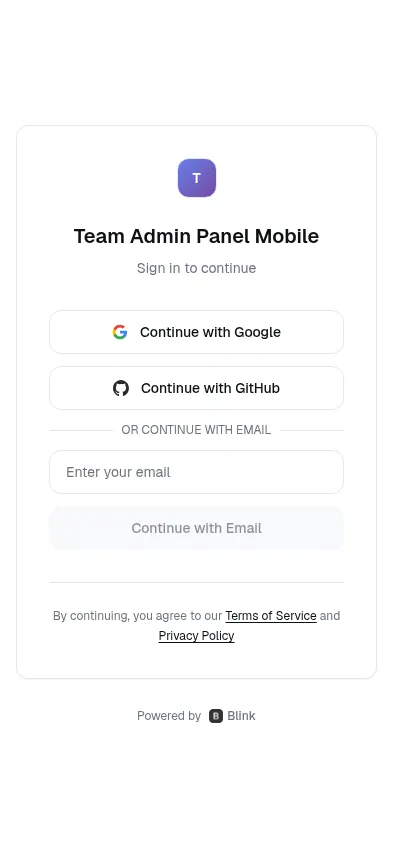 Team Admin Panel Mobile