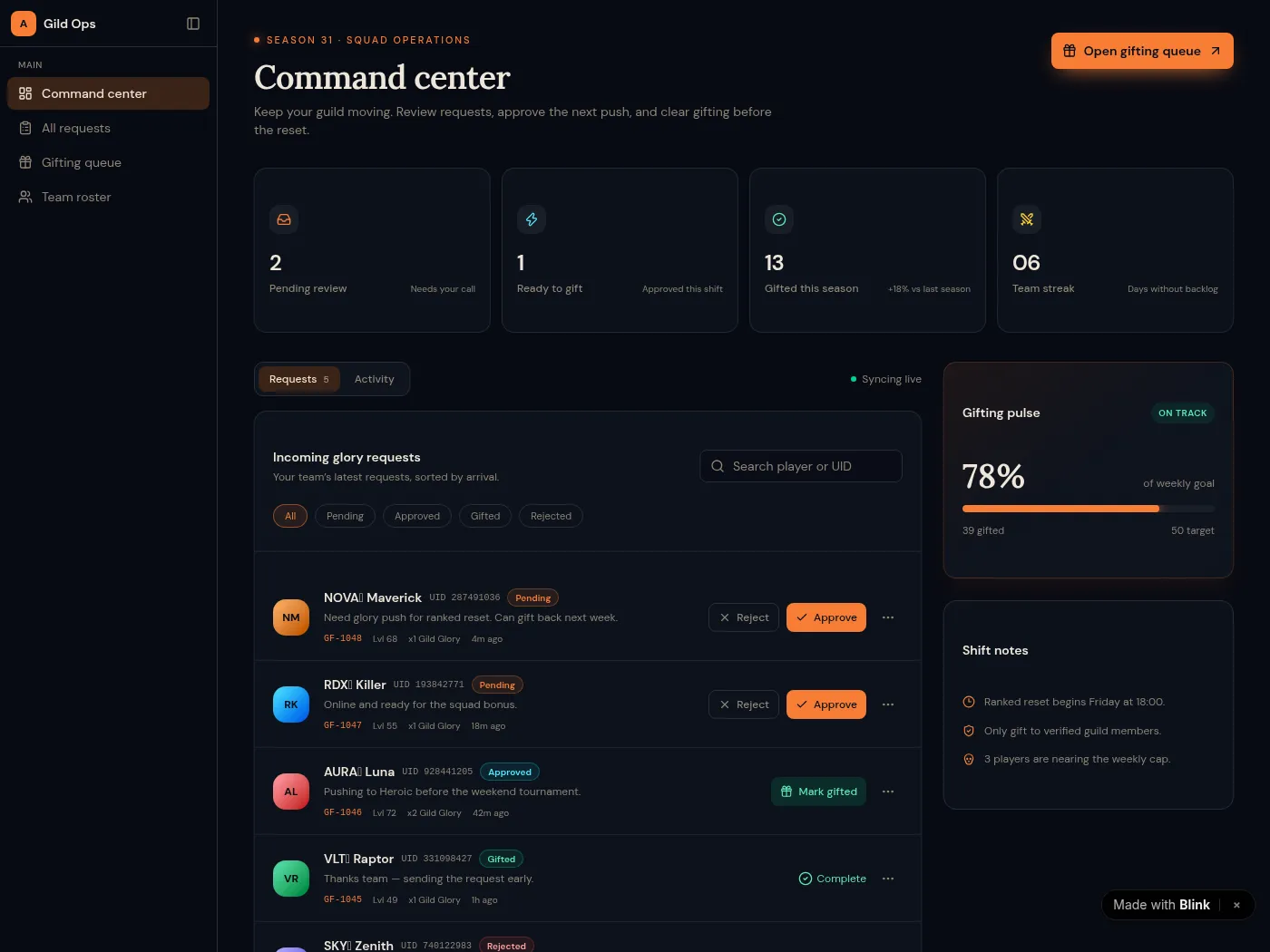 Free Fire Gild Manager