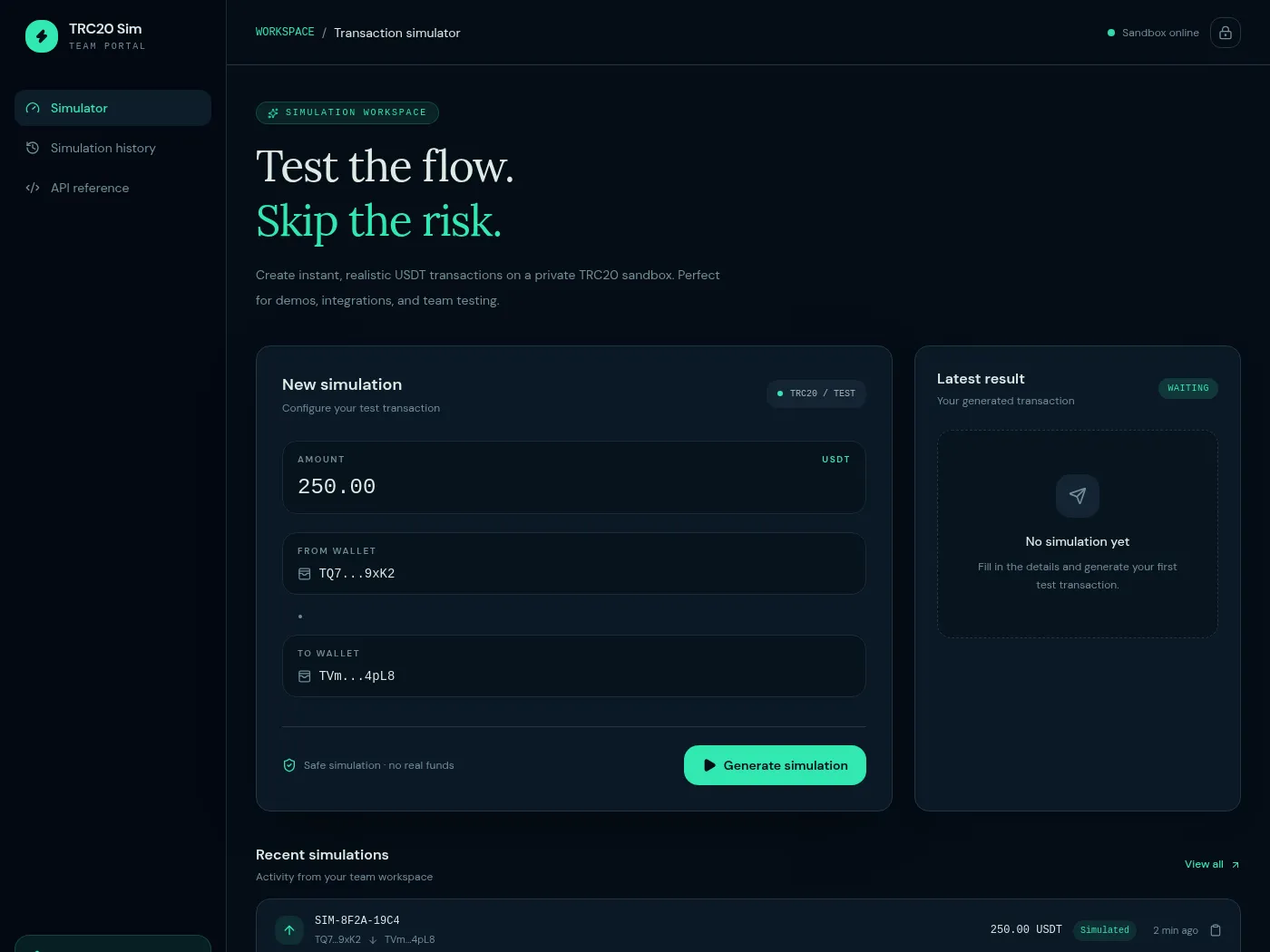 TRC20 Sim Portal