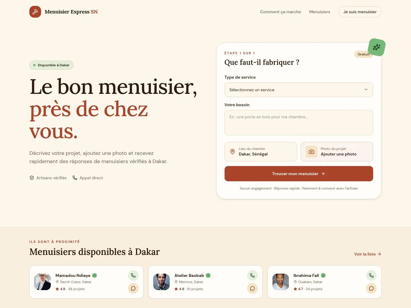 Menuisier Express Sénégal