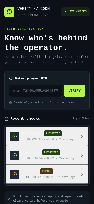 COD Mobile Verifier