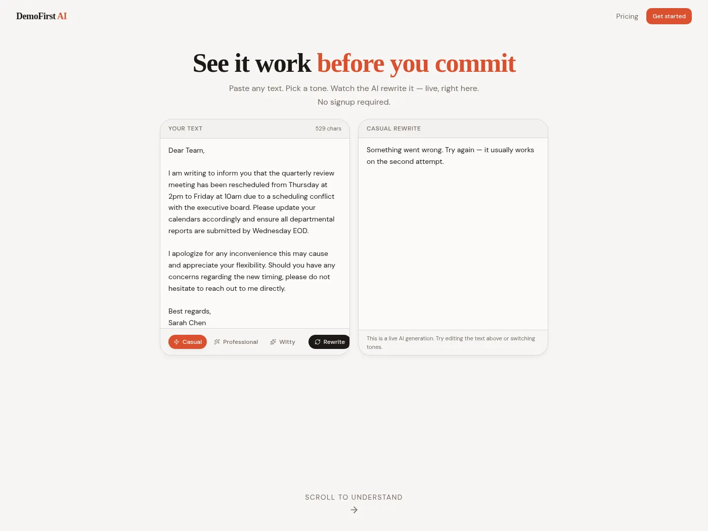DemoFirst AI Landing