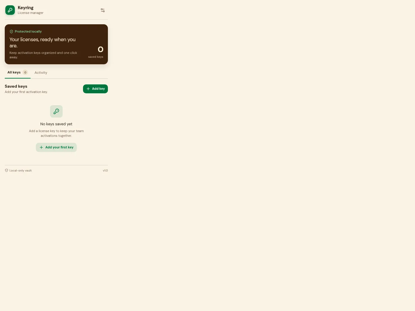 LicenseKey Manager Extension