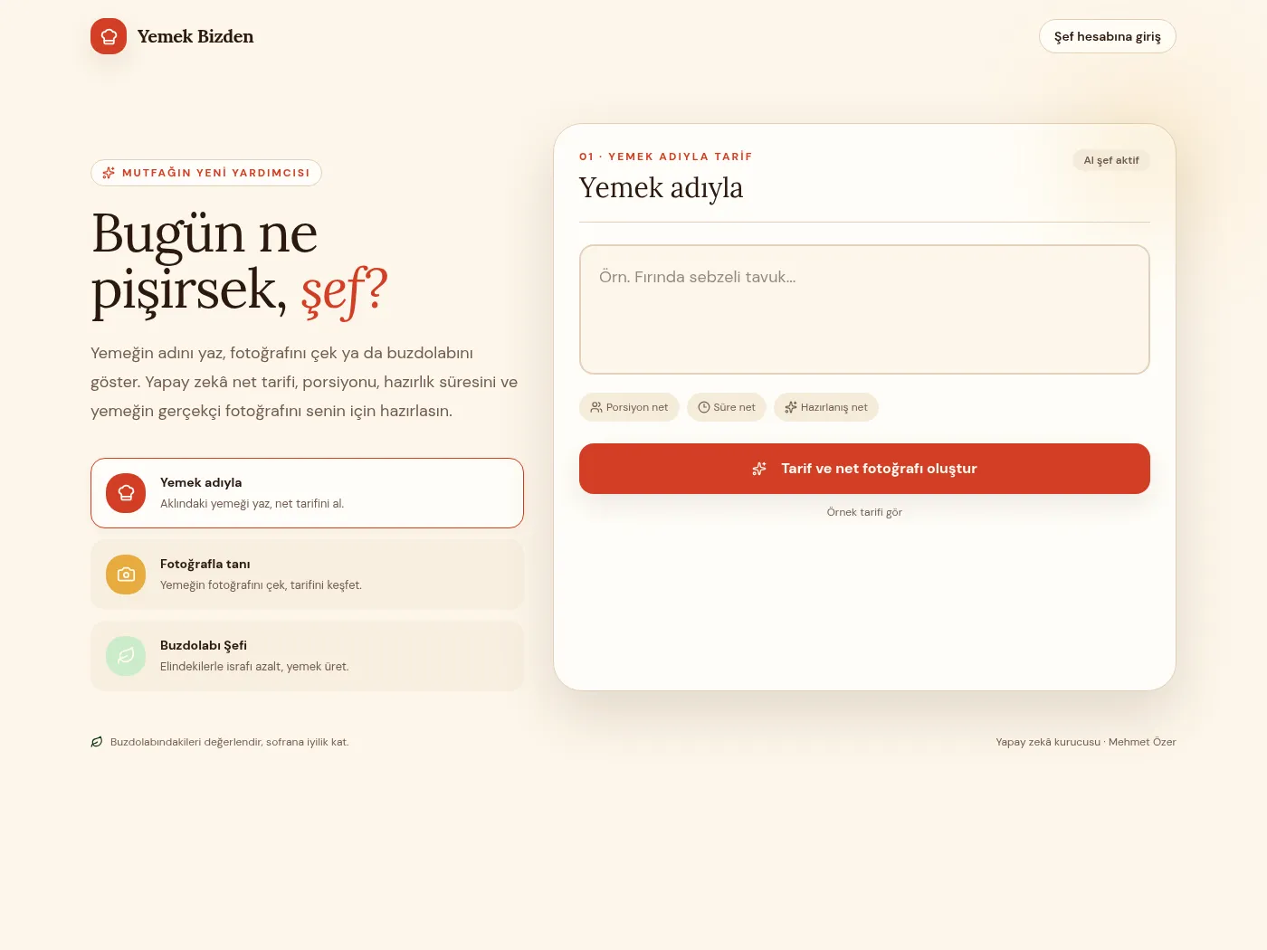 Yemek Bizden AI Chef