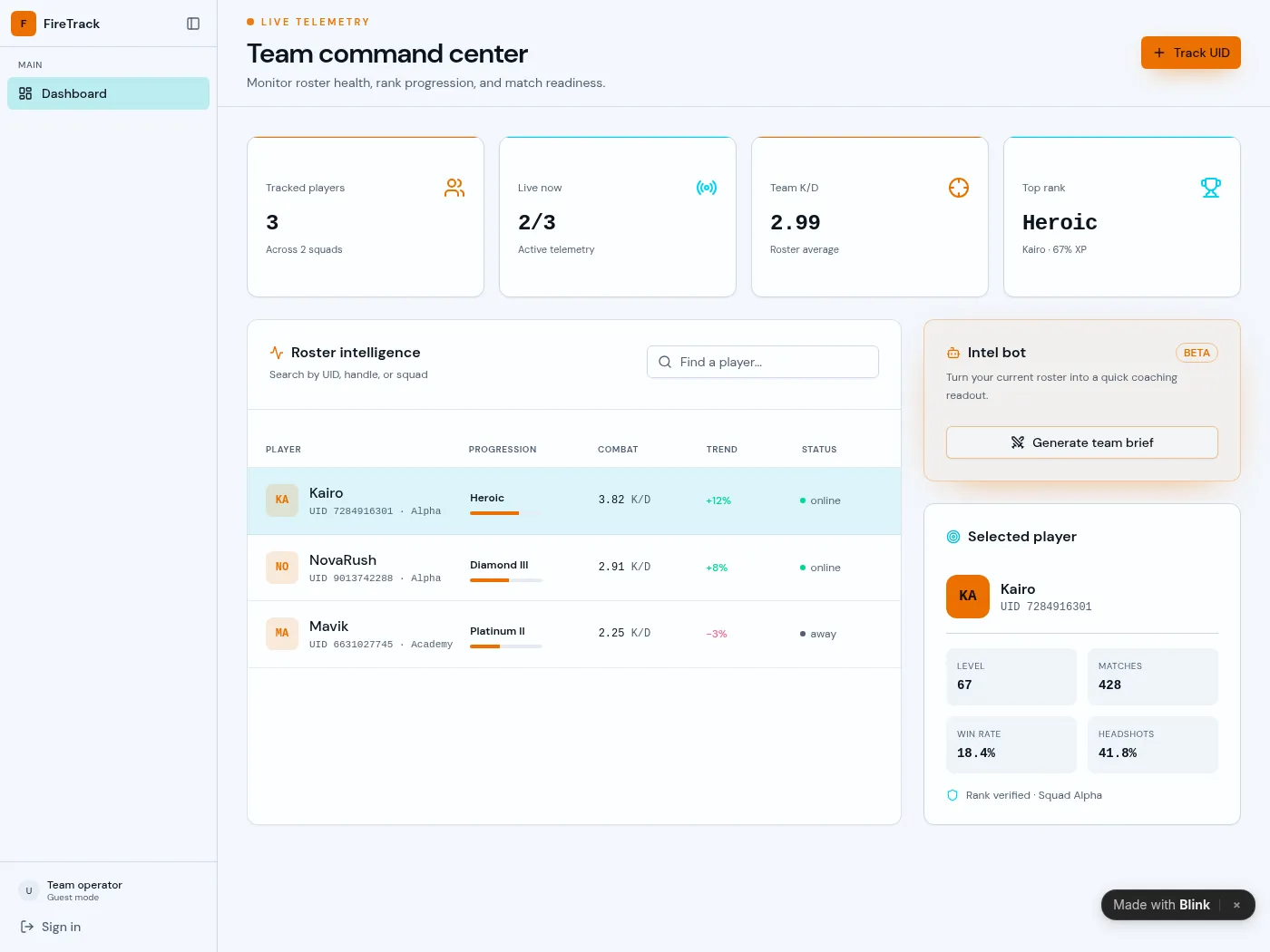 FireTrack Team Dashboard