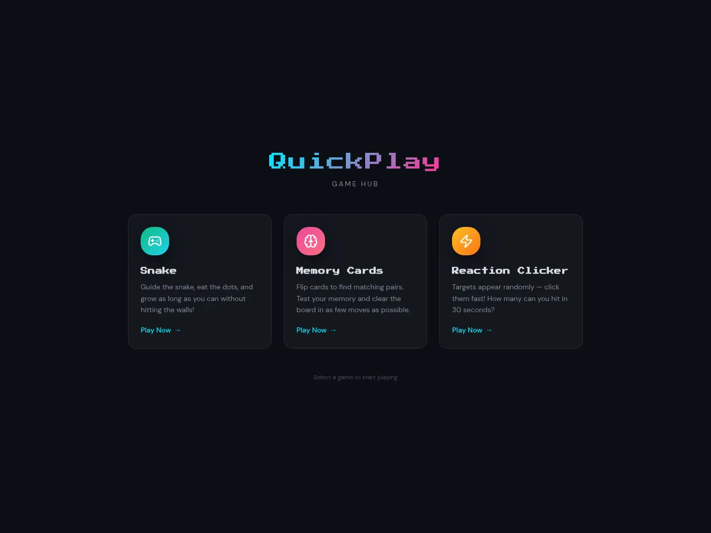 QuickPlay Game Hub