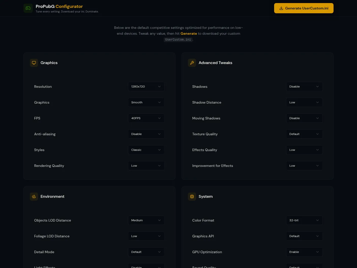 ProPubG Configurator