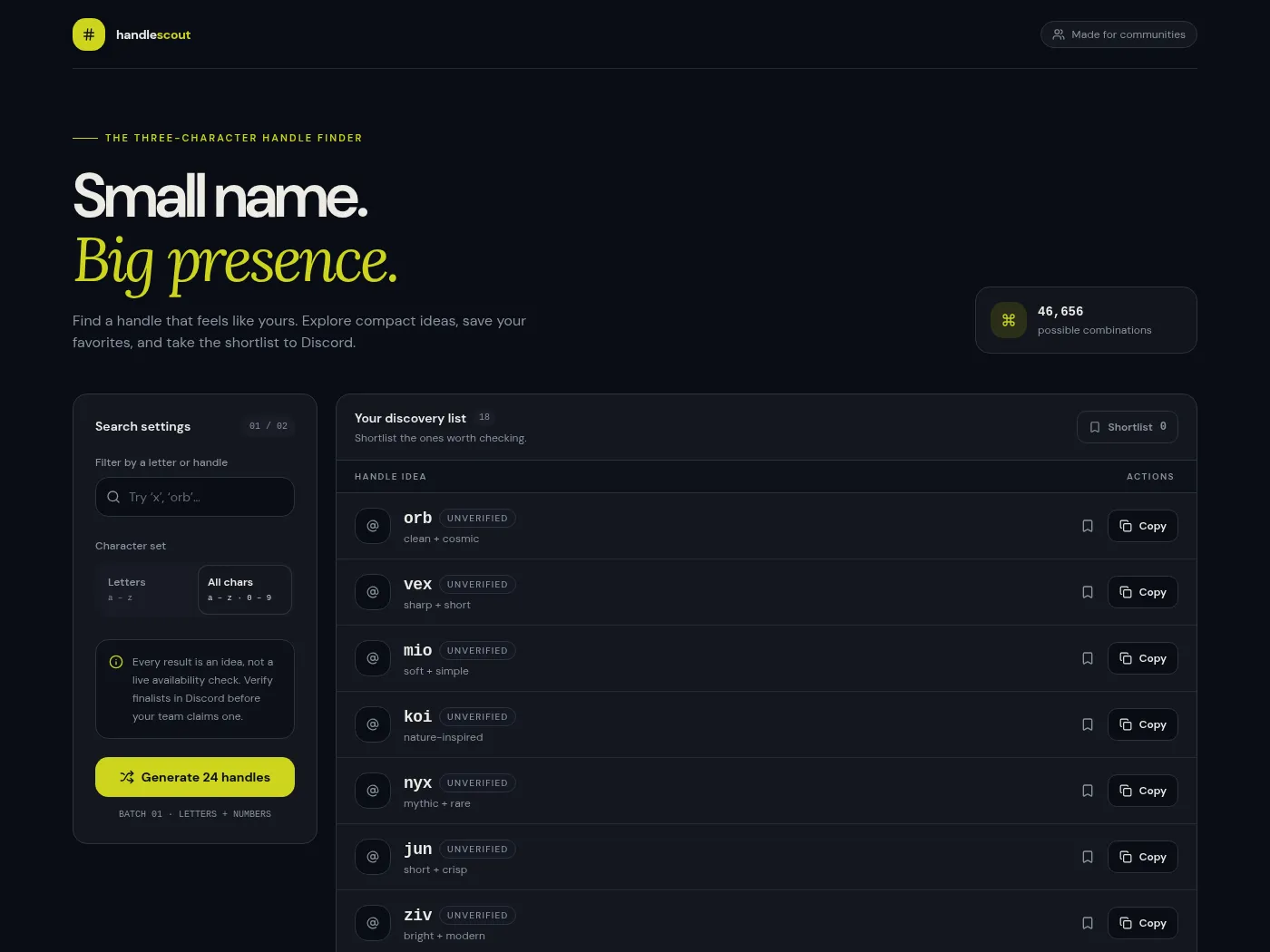 Discord Unique Handle Finder