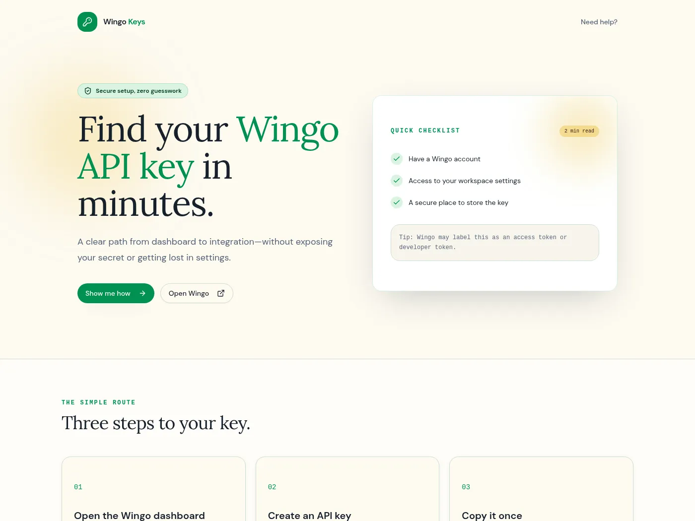 Wingo API Key Helper