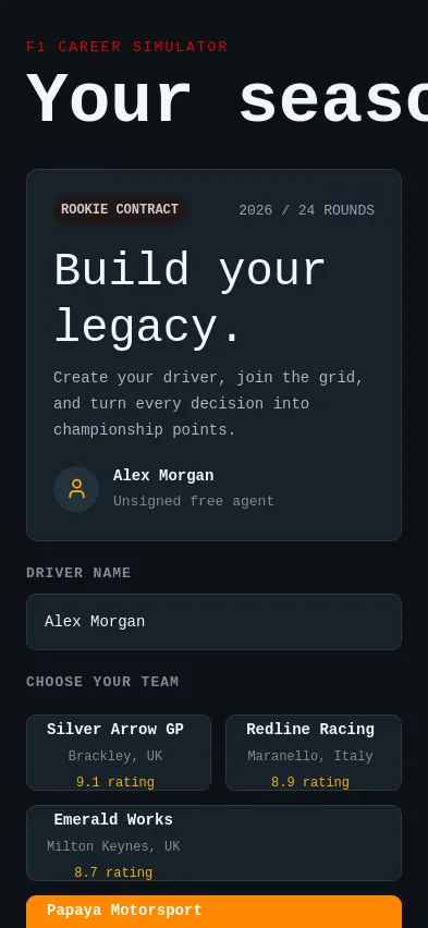 F1 Career Simulator