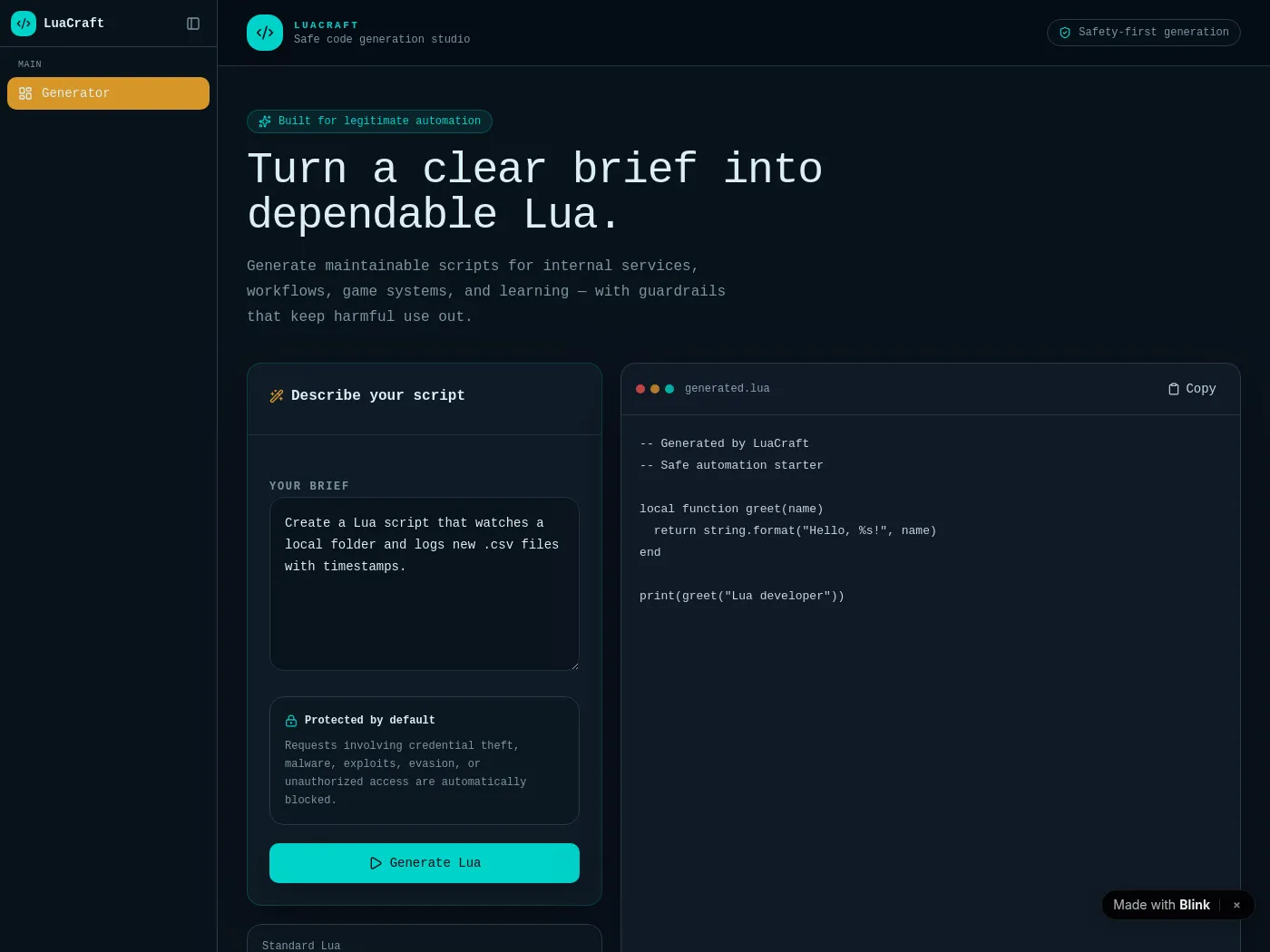 AI Lua Script Generator