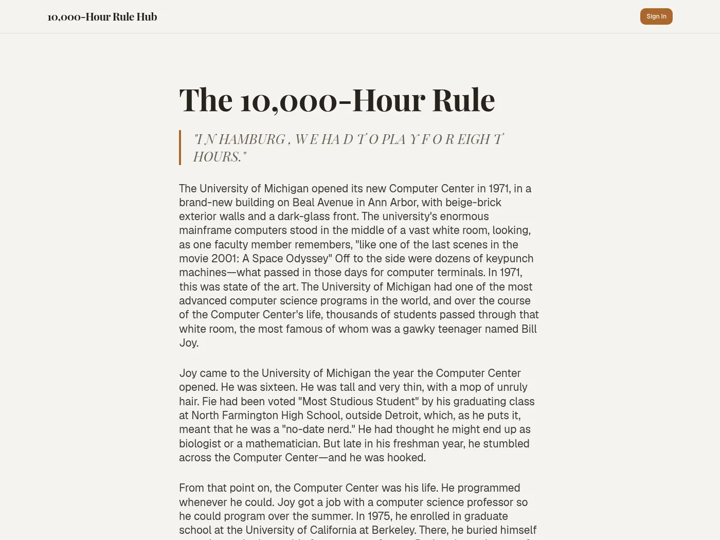 10,000-Hour Rule Hub