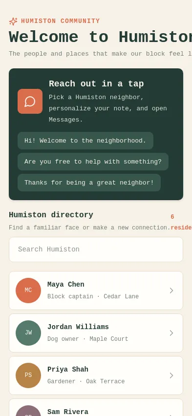 Humiston Connect App