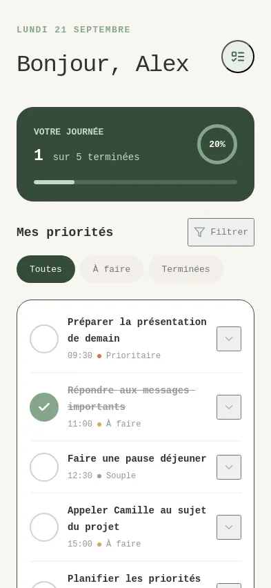 Organiseur Moderne Mobile