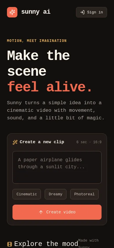 Sunny AI Motion Studio