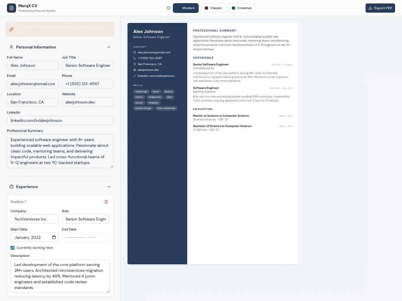 MerqX CV Builder
