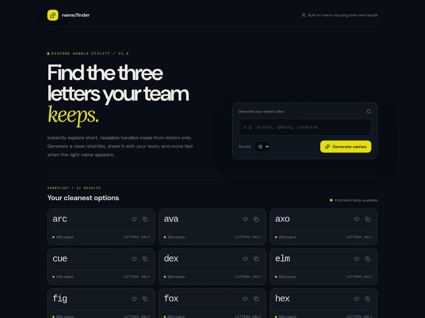 Discord 3-Letter Finder